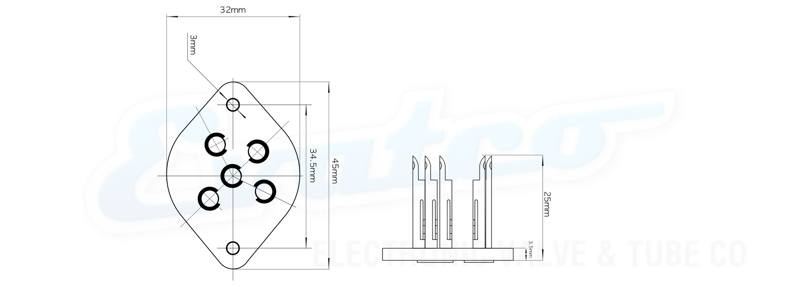 Tube Socket B4 & B5 Gold Pin