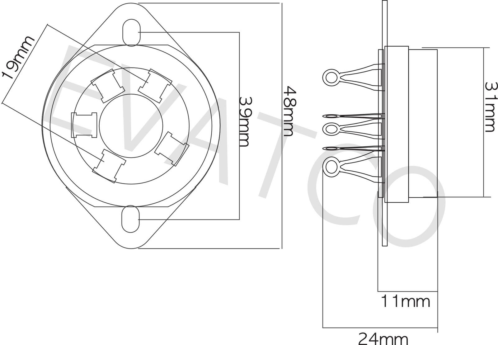 5 Pin Ceramic & Gold Socket for 807 Tubes and Similar